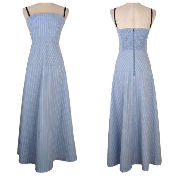 Tela | Dresses | Tela 9 Blue Striped Boned Bodice Sundress Size 4 Xs ...